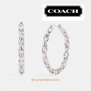 Coach | Jewelry | Coach Signature Link Hoop Earrings | Poshmark
